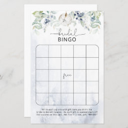Winter eucalyptus bridal shower bingo game | Zazzle