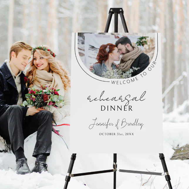 Winter Evening Rehearsal Dinner Welcome Sign | Zazzle