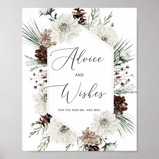 Winter evergreen advice and wishes for Newlyweds Poster | Zazzle
