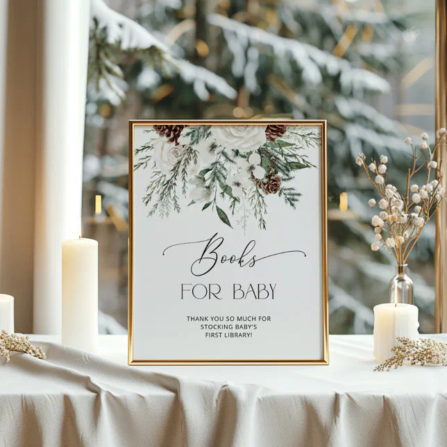 Winter evergreen baby shower Books for baby Poster | Zazzle