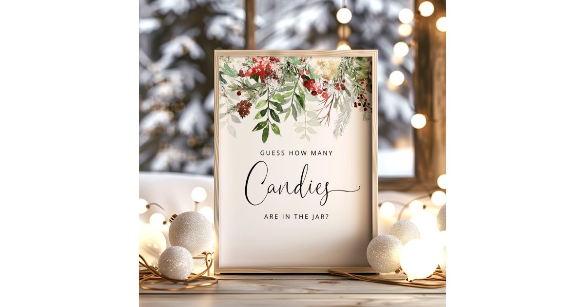 Winter evergreen Guess how many candies Poster | Zazzle