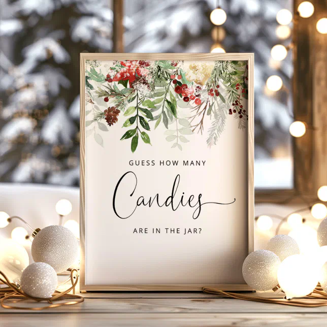 Winter evergreen Guess how many candies Poster | Zazzle
