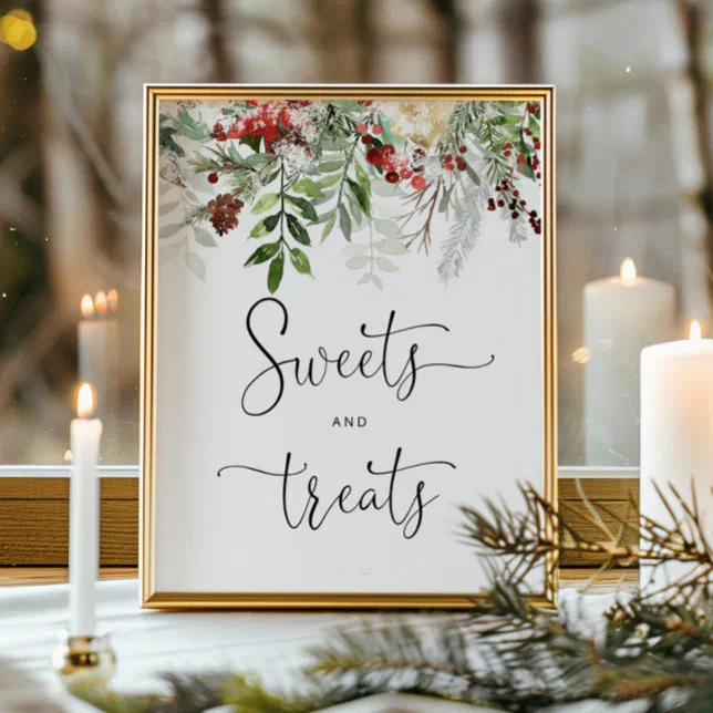 Winter evergreen Sweets and treats table Poster | Zazzle