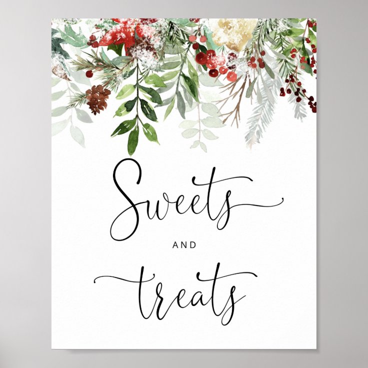 Winter evergreen Sweets and treats table Poster | Zazzle