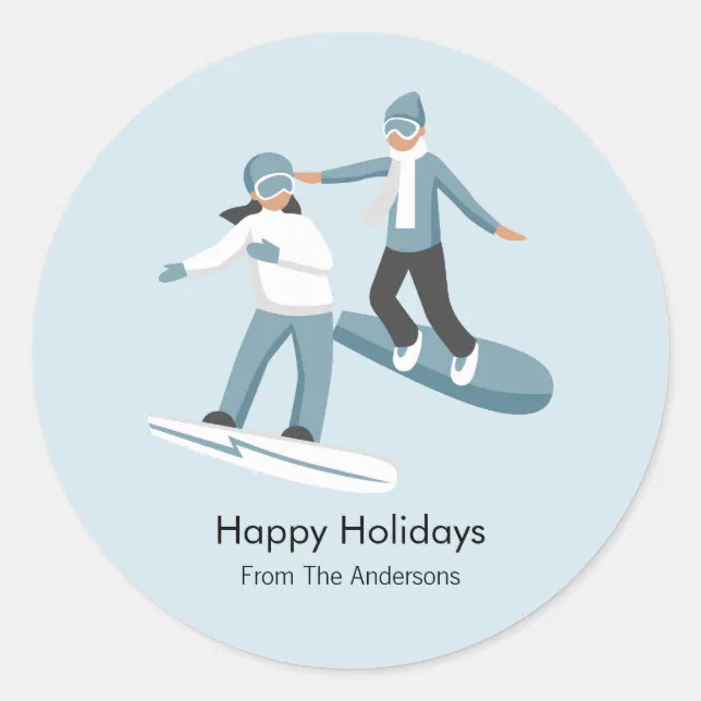 Winter Family Fun Christmas Holiday Classic Round Sticker | Zazzle
