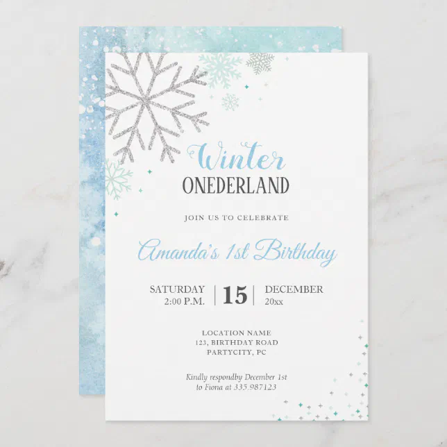 Winter first birthday Snowflakes Invitation | Zazzle