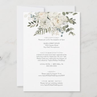 Winter Floral Front and Back Wedding Invitation | Zazzle