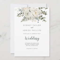 Winter Floral Front and Back Wedding Invitation | Zazzle