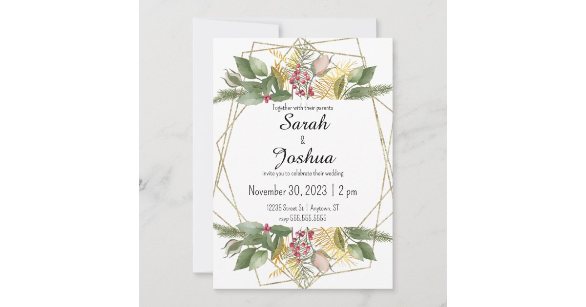 Winter Floral Wedding Invitation | Zazzle