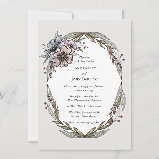 Winter Floral Wedding Invitation | Zazzle.com