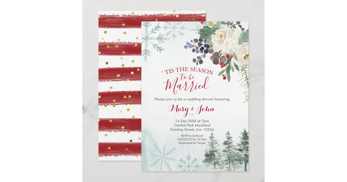 Winter Floral Wedding Invitation | Zazzle