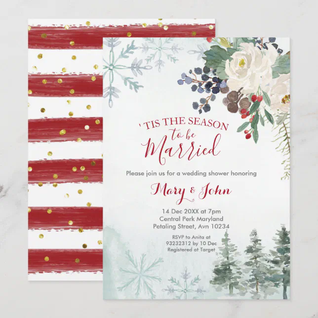 Winter Floral Wedding Invitation | Zazzle