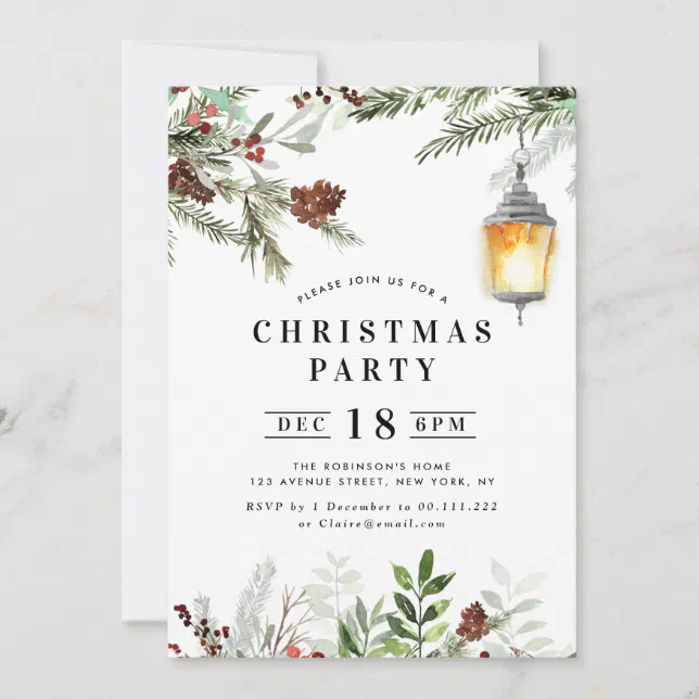 winter foliage christmas party invitation | Zazzle