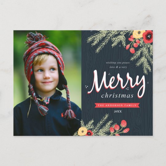 Winter Foliage Holiday Photo Postcard | Zazzle.com