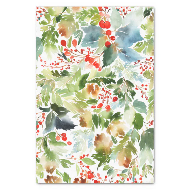 Winter Foliage Watercolor Tissue Paper | Zazzle