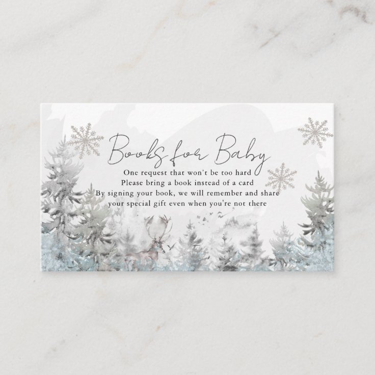 Winter Forest Baby Shower Book Reqest Enclosure Card | Zazzle