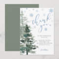 Winter Forest Blue It's Cold Outside Flat Thank You Card | Zazzle