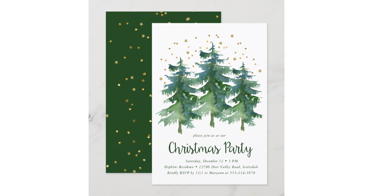 Winter Forest Christmas Party Invitation | Zazzle