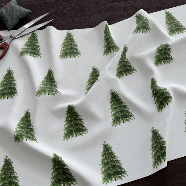 Winter Pine Trees Holiday Fabric | Zazzle