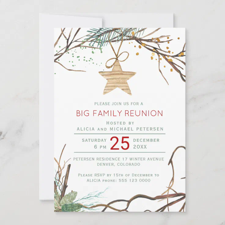 Winter forest holiday family reunion party invitation | Zazzle