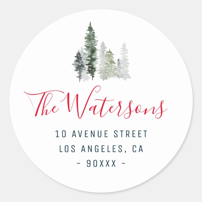winter forest holiday return address sticker | Zazzle.com
