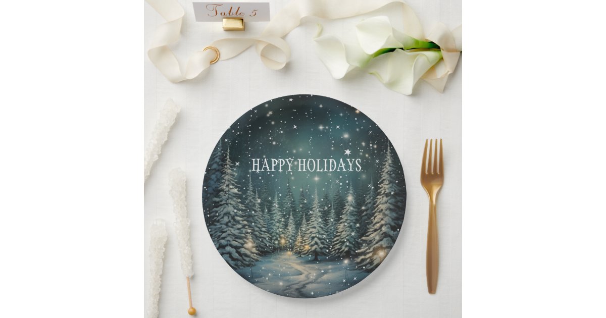 Winter Forest Paper Plates | Zazzle