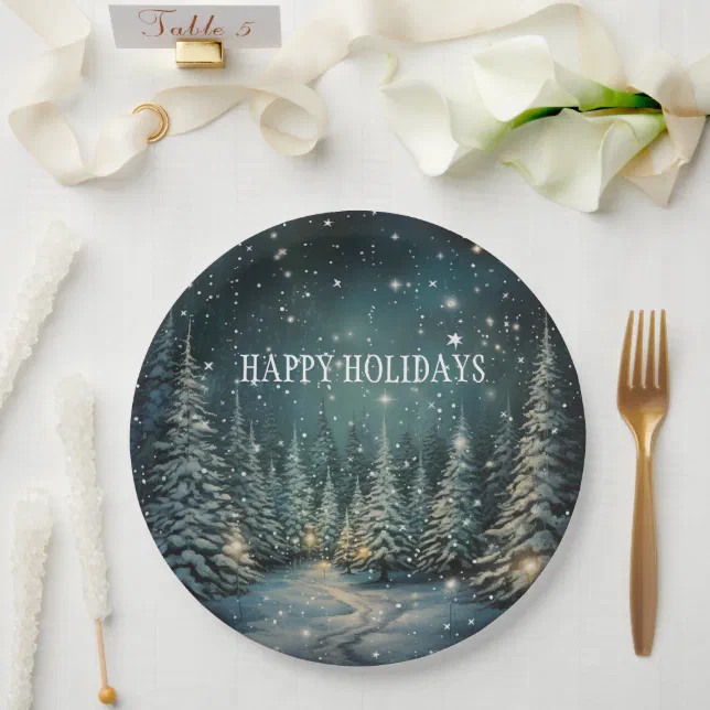 Winter Forest Paper Plates | Zazzle