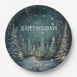Winter Forest Paper Plates | Zazzle