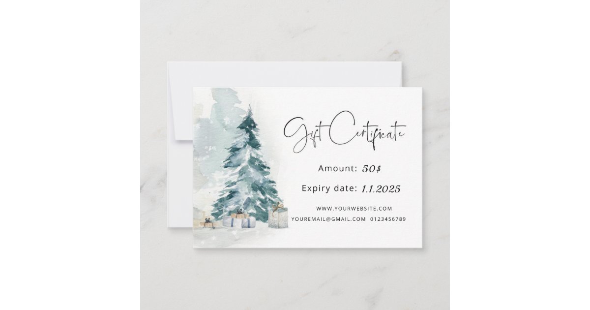 Winter forest pine tree Christmas gift Certificate | Zazzle