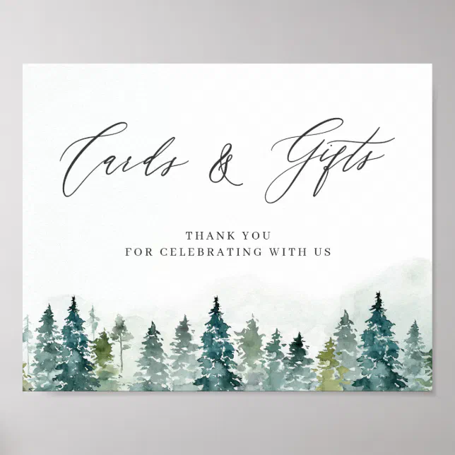 Winter Forest Pine Trees Cards & Gifts Sign | Zazzle