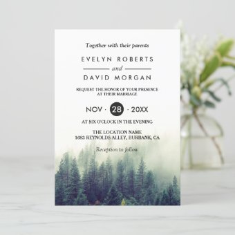 Winter Forest Pine Trees Elegant Chic Wedding Invitation | Zazzle