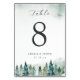 Winter Forest Pine Trees | Personalized Wedding Table Number | Zazzle