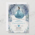 Winter Forest Princess Turquoise Dress Quinceañera Invitation | Zazzle