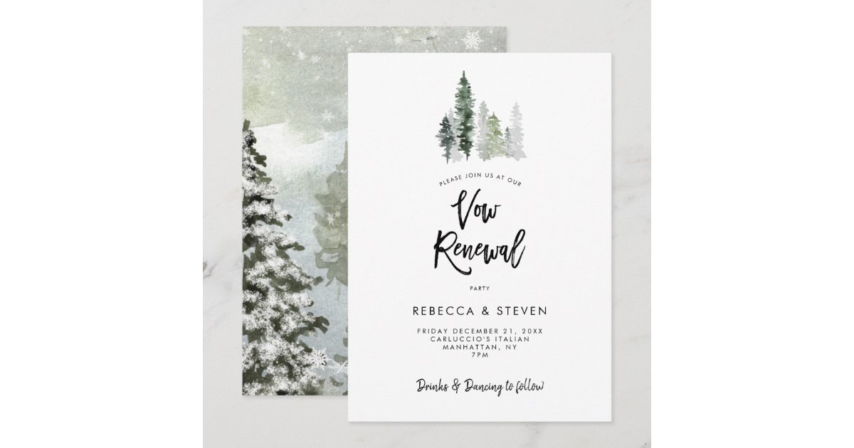 winter forest rustic vow renewal invitation | Zazzle