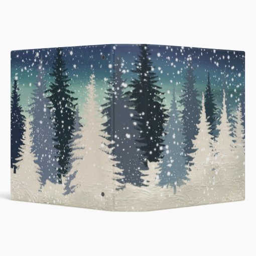 Winter Forest Trees and snowflake Binder | Zazzle