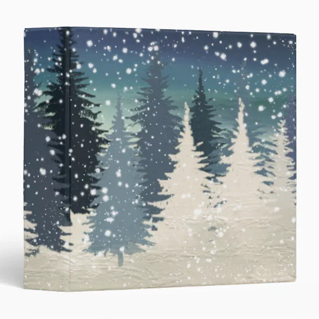 Winter Forest Trees and snowflake Binder | Zazzle