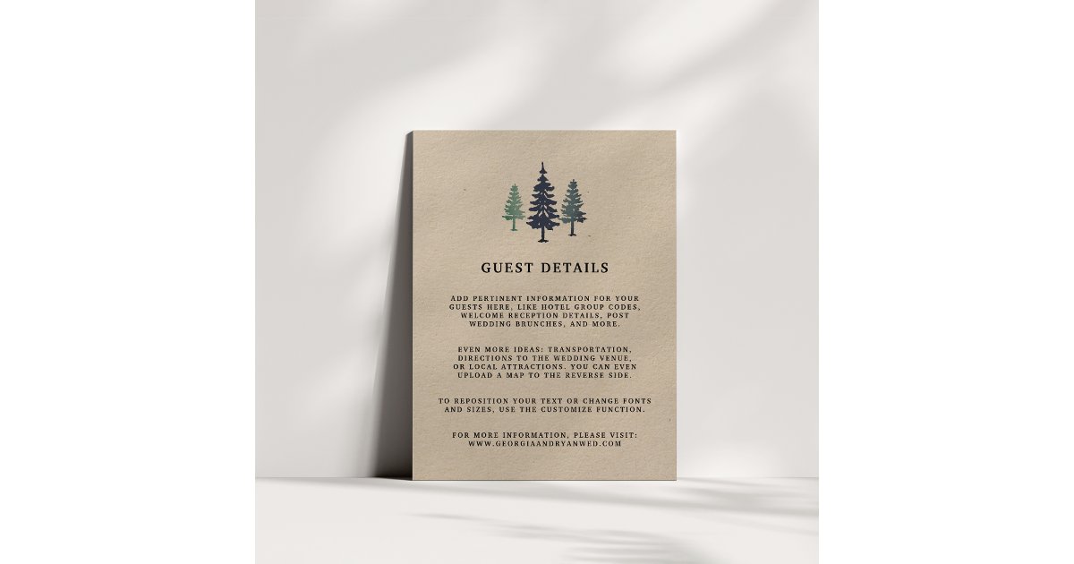 Winter Forest Wedding Guest Details Card | Zazzle