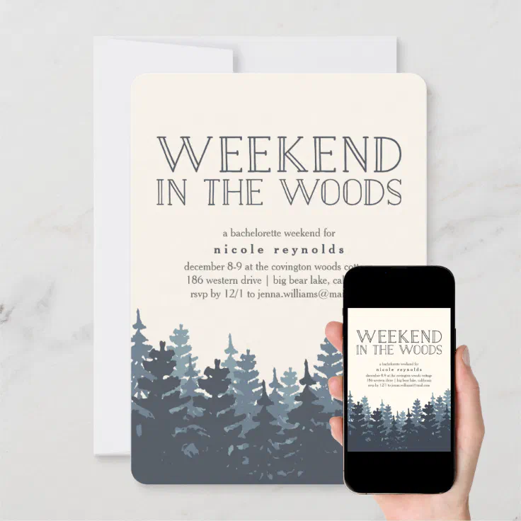 Winter Forest Weekend Getaway Invitation | Zazzle