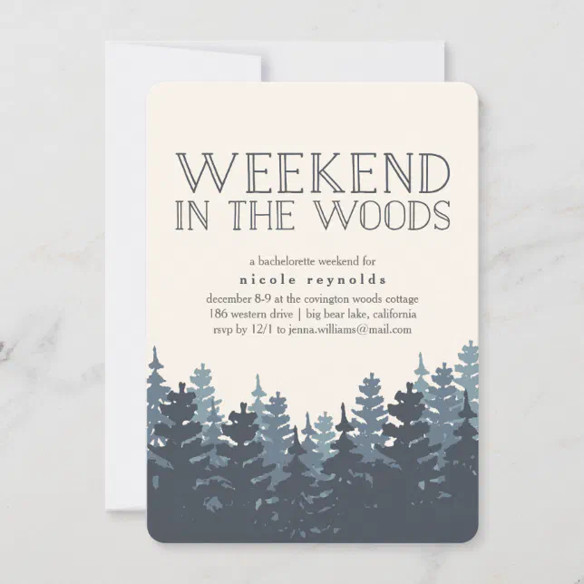 Winter Forest Weekend Getaway Invitation | Zazzle