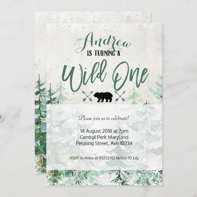 Winter Forest Wild One Birthday Invitation | Zazzle