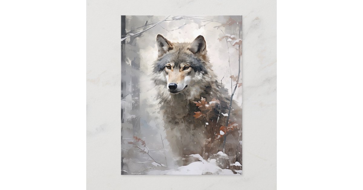 Winter Forest Wolf Postcard | Zazzle