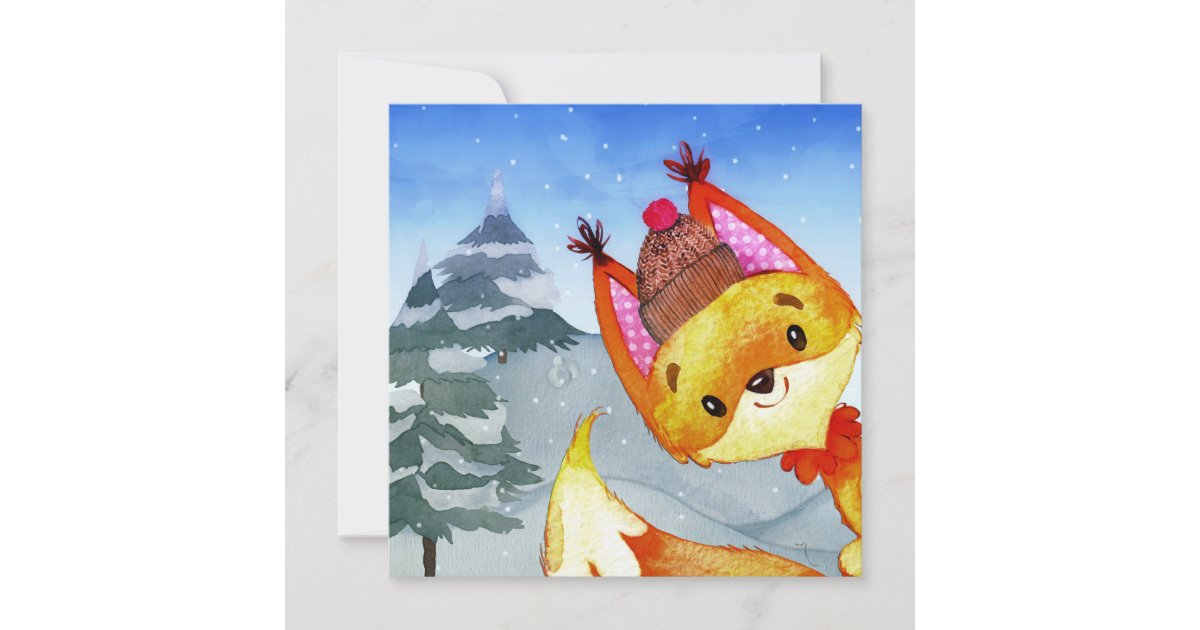 Winter Forest Woodland Friends Fox Illustration | Zazzle