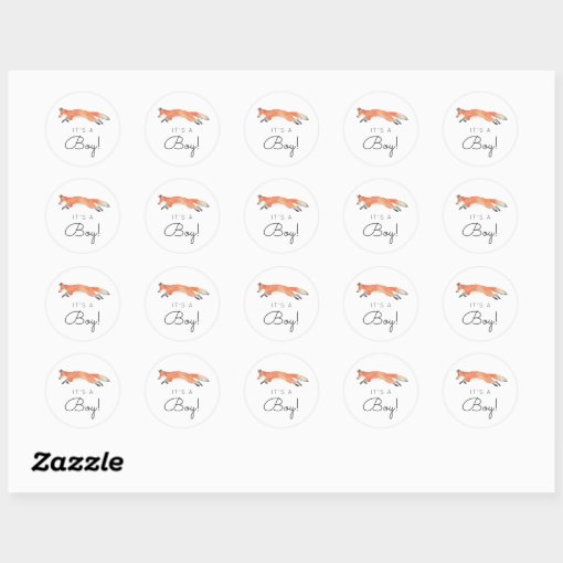 Winter Fox Baby Shower Classic Round Sticker | Zazzle