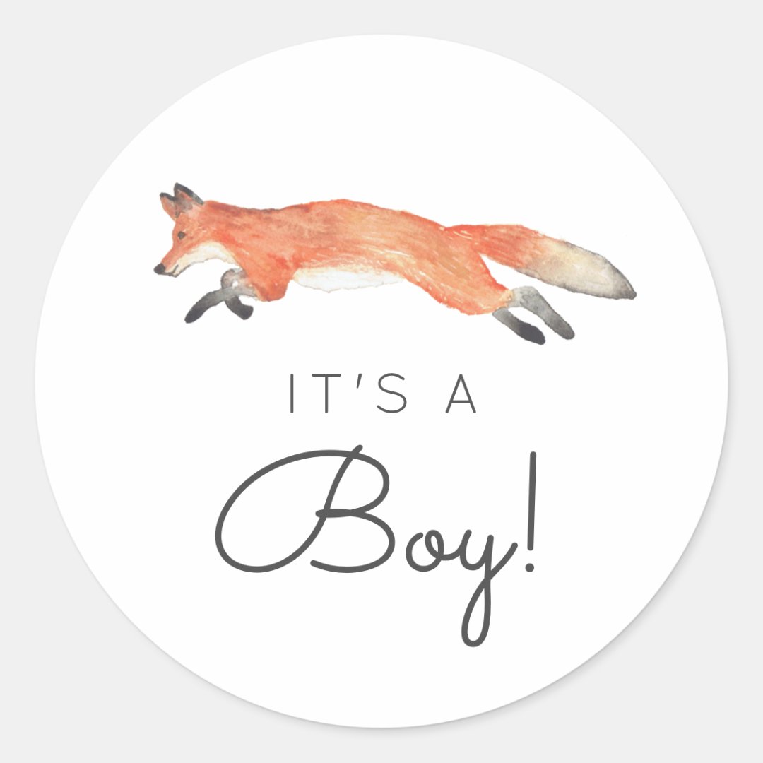 Winter Fox Baby Shower Classic Round Sticker | Zazzle