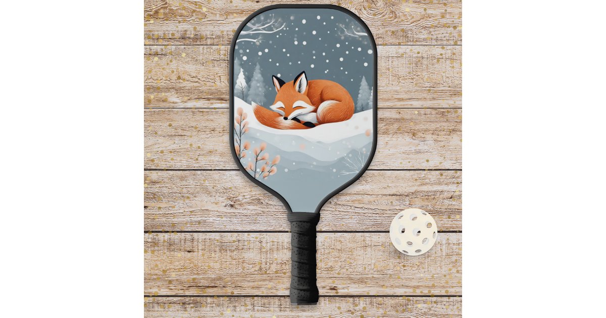 Winter Fox In Snow Wildlife Cute Animal Custom Pickleball Paddle | Zazzle