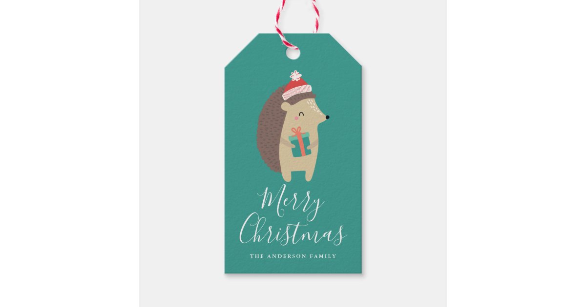 Winter Friends | Hedgehog Holiday Gift Tags | Zazzle.com