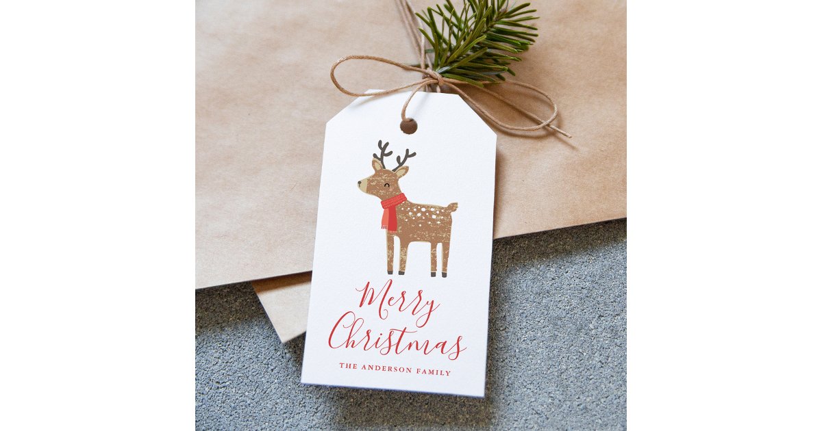 Winter Friends | Reindeer Holiday Gift Tags | Zazzle