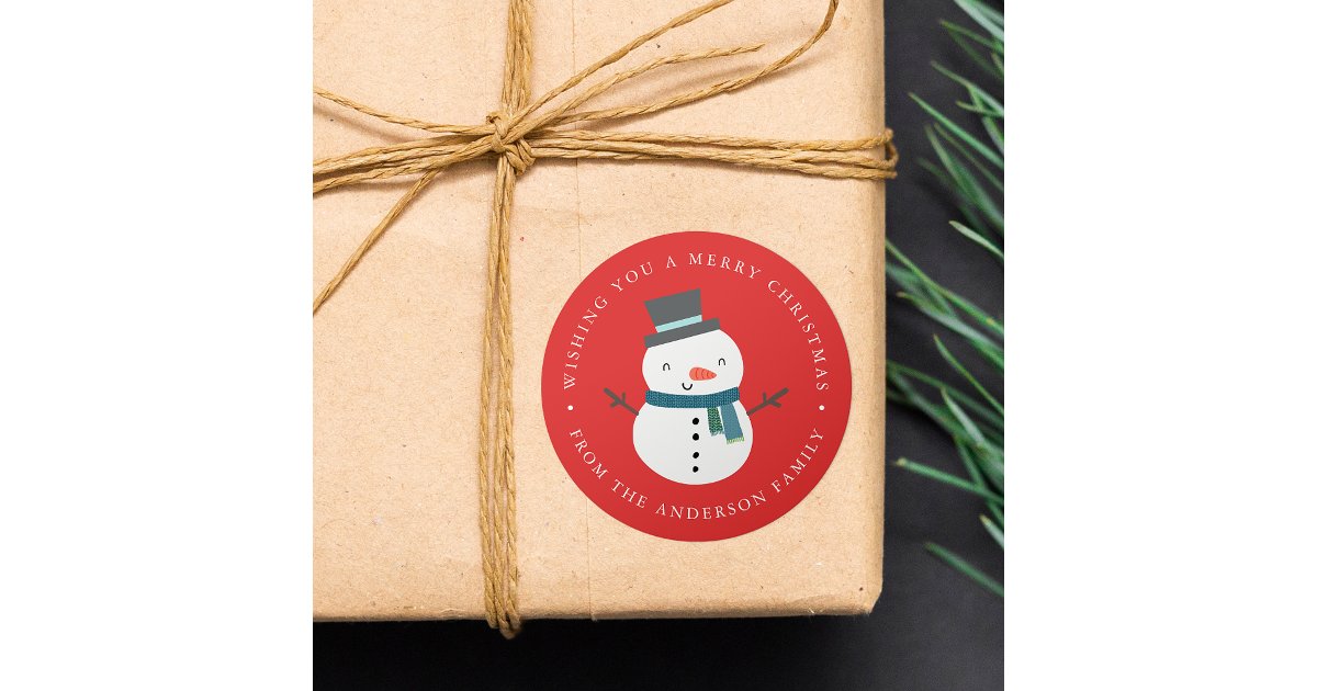 Winter Friends | Snowman Holiday Classic Round Sticker | Zazzle