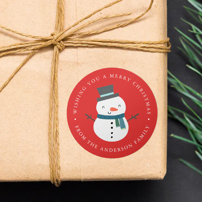 Winter Friends | Snowman Holiday Classic Round Sticker | Zazzle