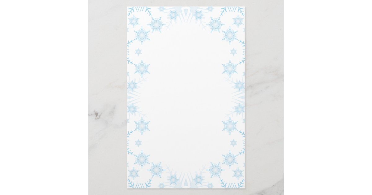 Winter Frost Ice Crystal Borders Christmas Letter Stationery | Zazzle
